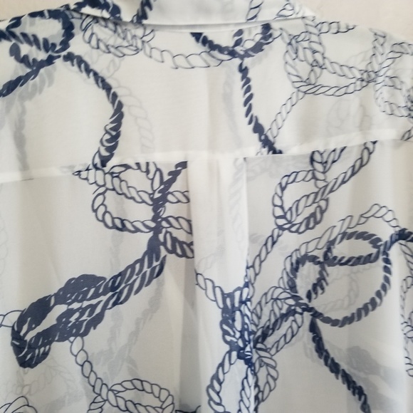 CAbi | Tops | Cabi Nautical Rope Print Sheer Blouse Sz Med | Poshmark